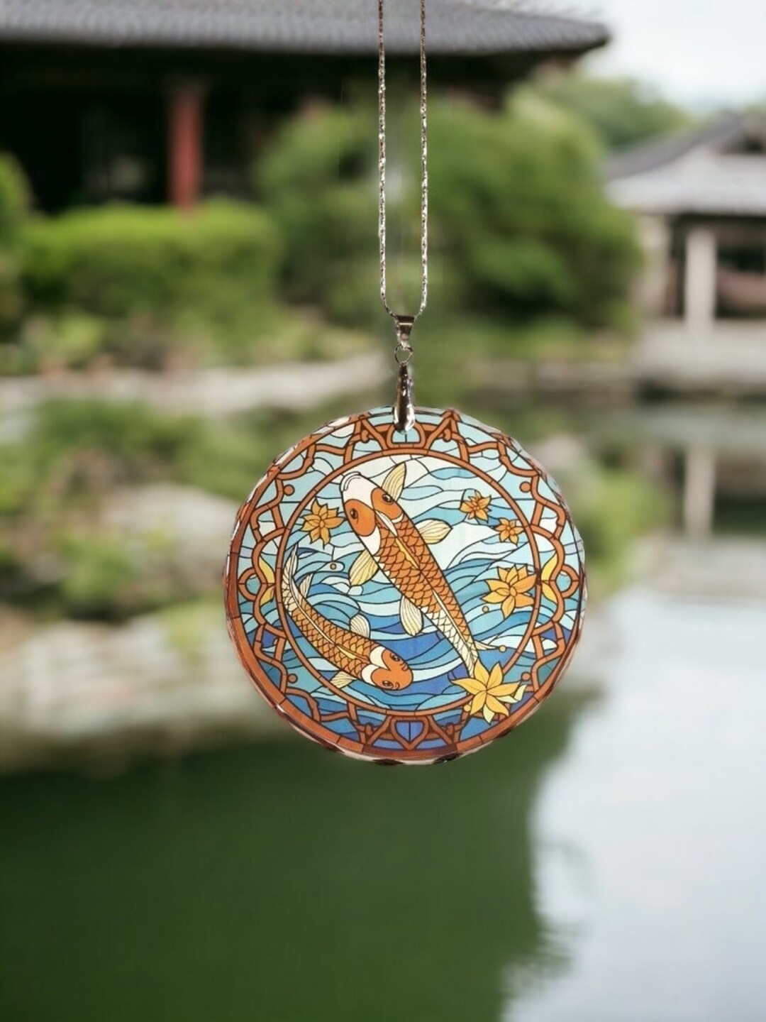 Glass Diamond Cut Edge Carp Suncatcher Ornament - Bauble - Decoration ...