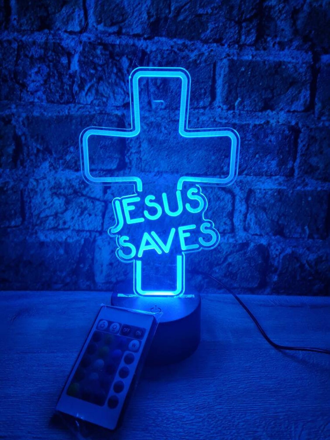 Jesus Saves Neon Crucifix Lamp LED Man Cave Religious | Etsy UK