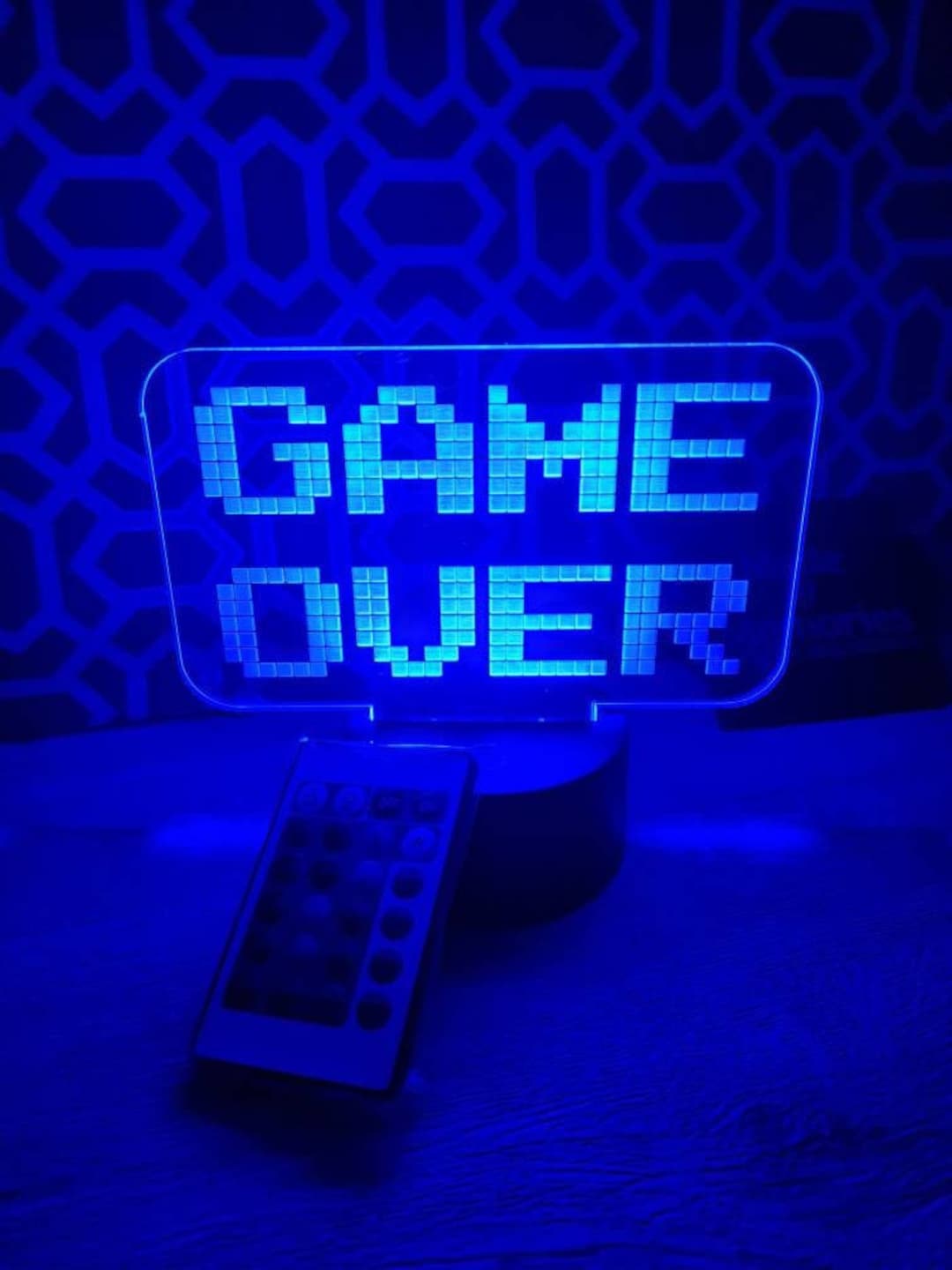 GAME OVER Lamp - LED - Man Cave - Gaming Night Light - Illusion Lamp ...