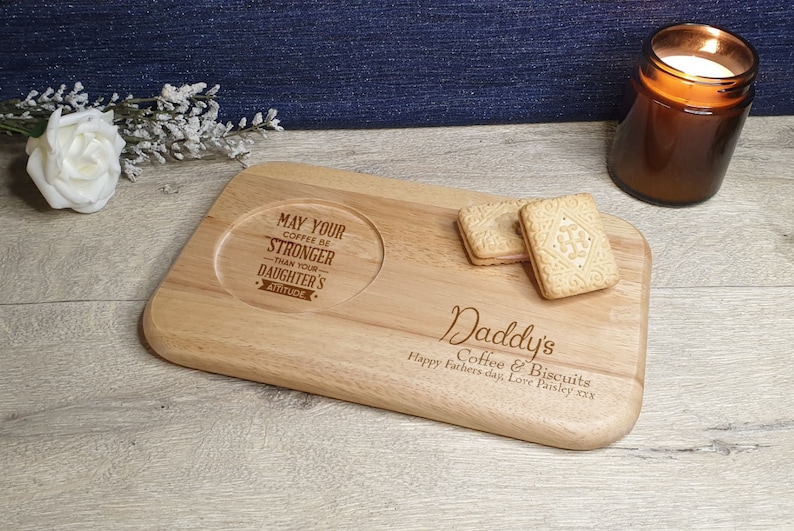 Personalised Tea or Coffee and Biscuit Board - Choice of Wording - Gift ...