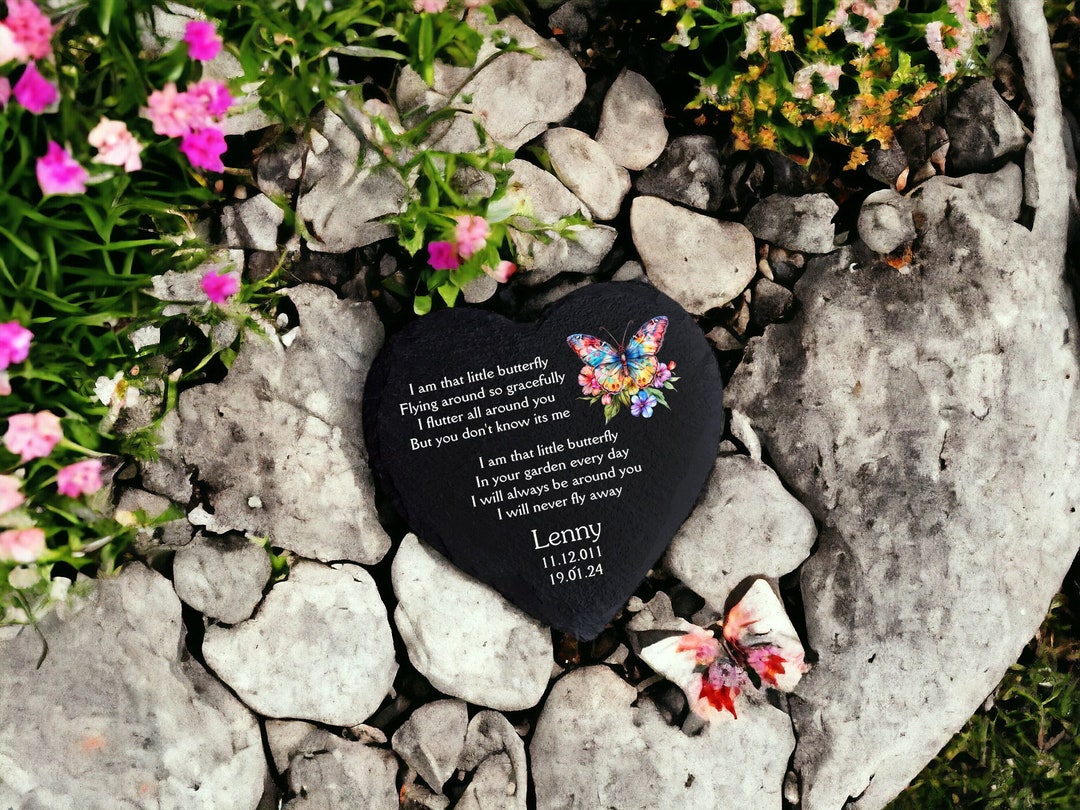 Personalised Butterfly Memorial Grave Marker, Memorial Slate - Memory ...