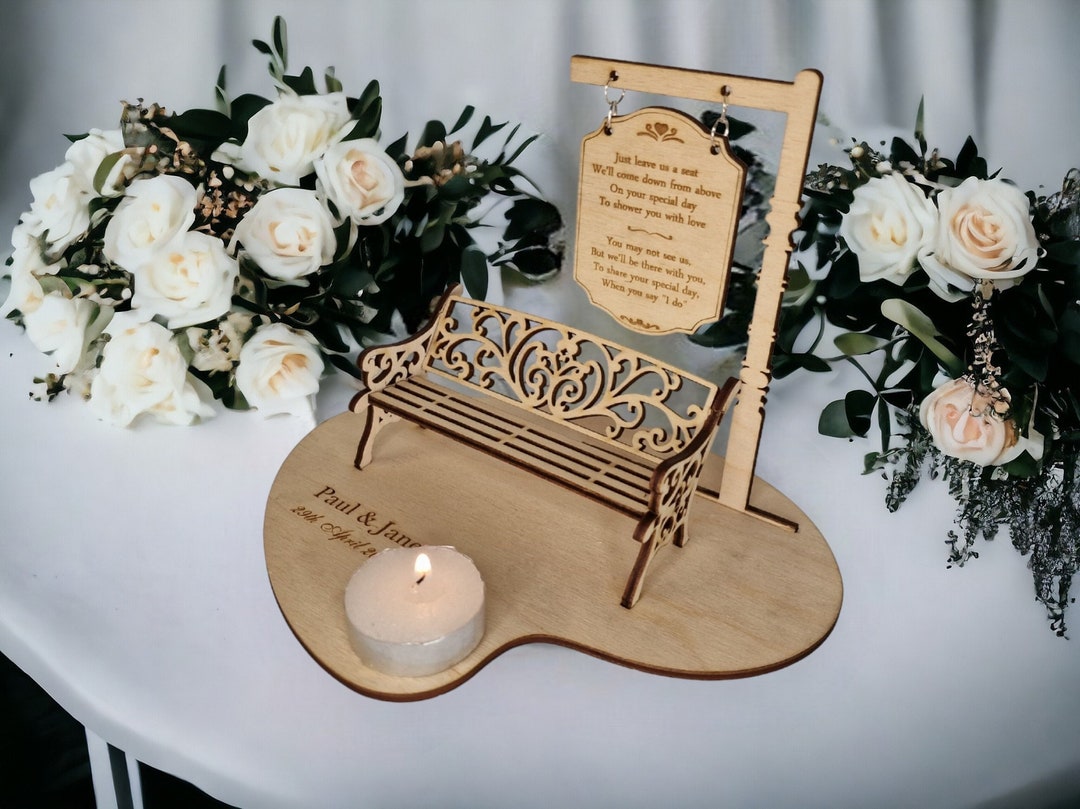 Personalised Wedding Memorial Centrepiece Candle Display - Bench - Save ...