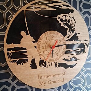 Personalised Fishing Fisherman Clock Add Your Own Words Fly Memorial ...