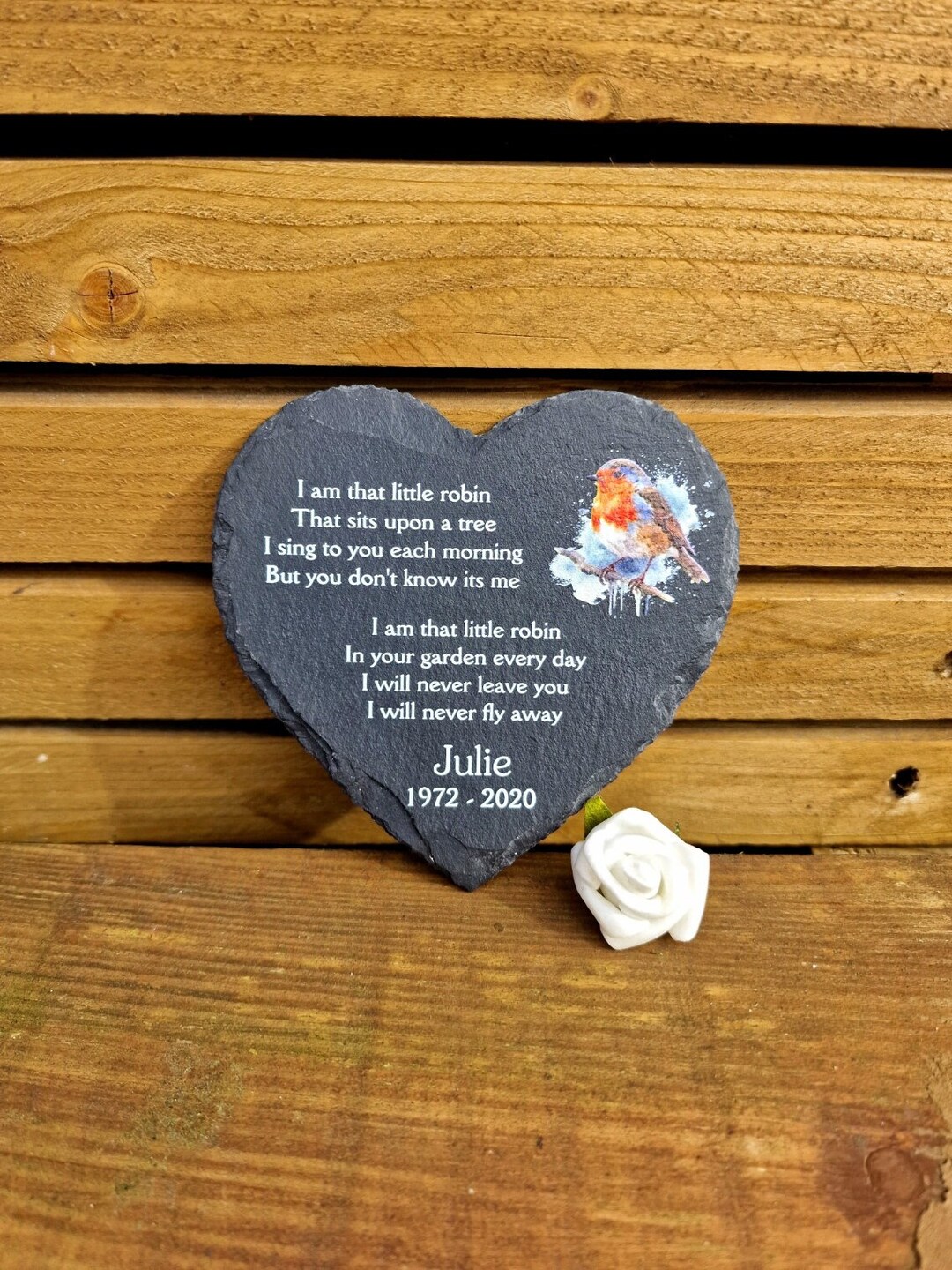 Personalised Robin Memorial Grave Marker, Memorial Slate Memory Indoor ...