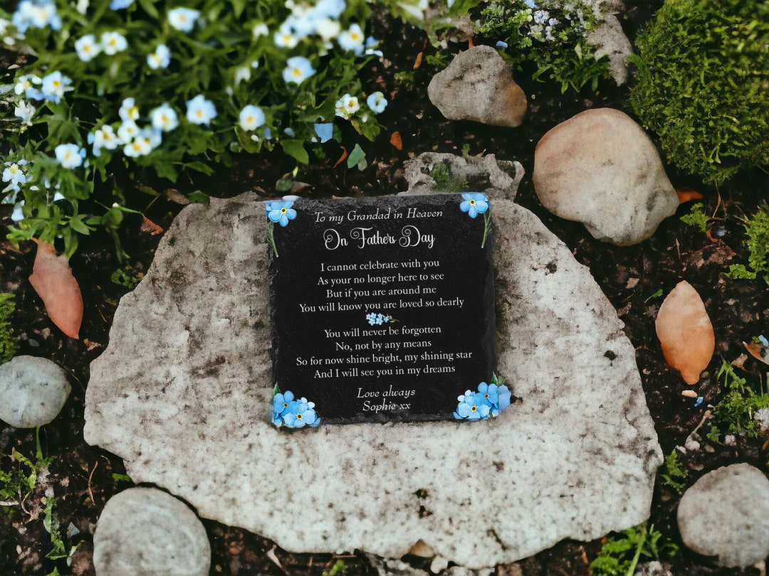 Personalised Forget Me Not Memorial Grave Marker - Memorial Slate ...