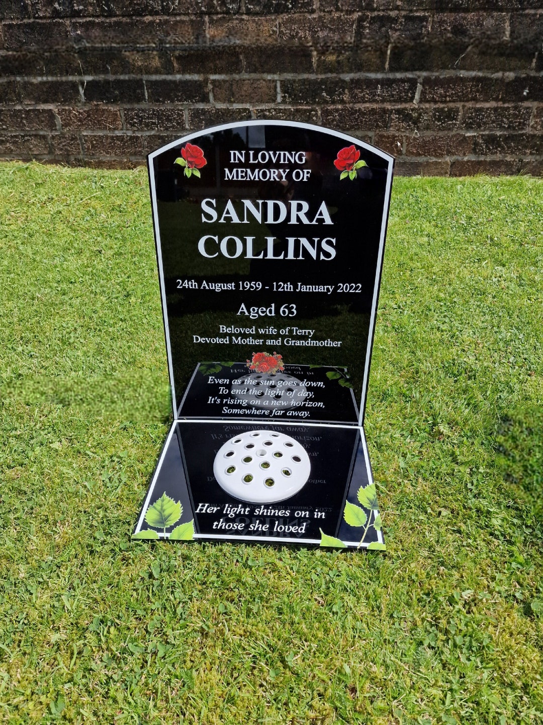 Stunning Personalised Memorial Grave Marker Red Rose Design - Etsy UK