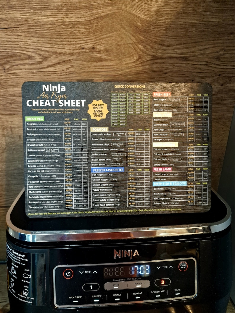 Ninja Air Fryer Cheat Sheet Conversion Chart - Easy Cooking - Cooking ...