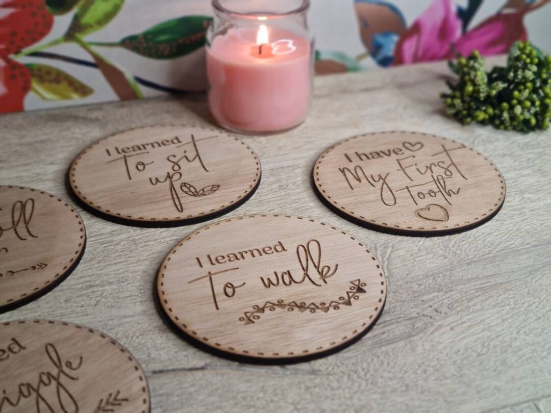 X20 Baby Wooden Milestone Disc, Cards, Photo Prop, Flatlay, Photography ...