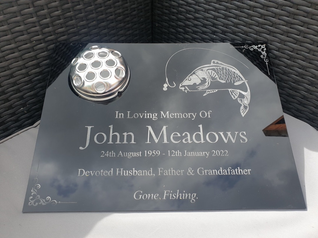 Personalised Fishing Memorial Grave Marker, Temporary Headstone ...