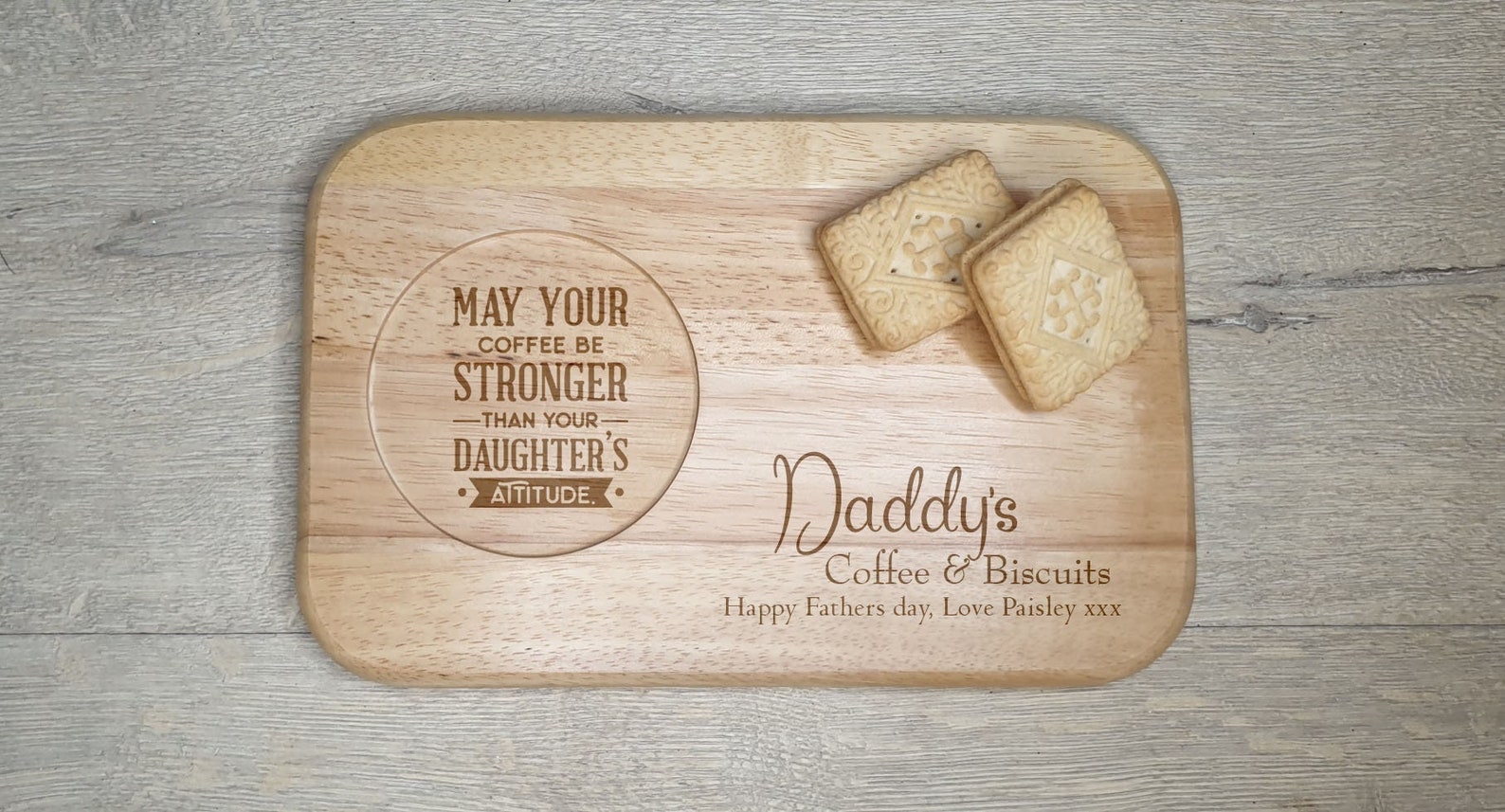 Personalised Tea or Coffee and Biscuit Board - Choice of Wording - Gift ...