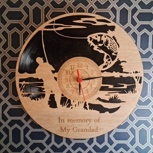 Personalised Fishing Fisherman Clock Add Your Own Words Fly Memorial ...