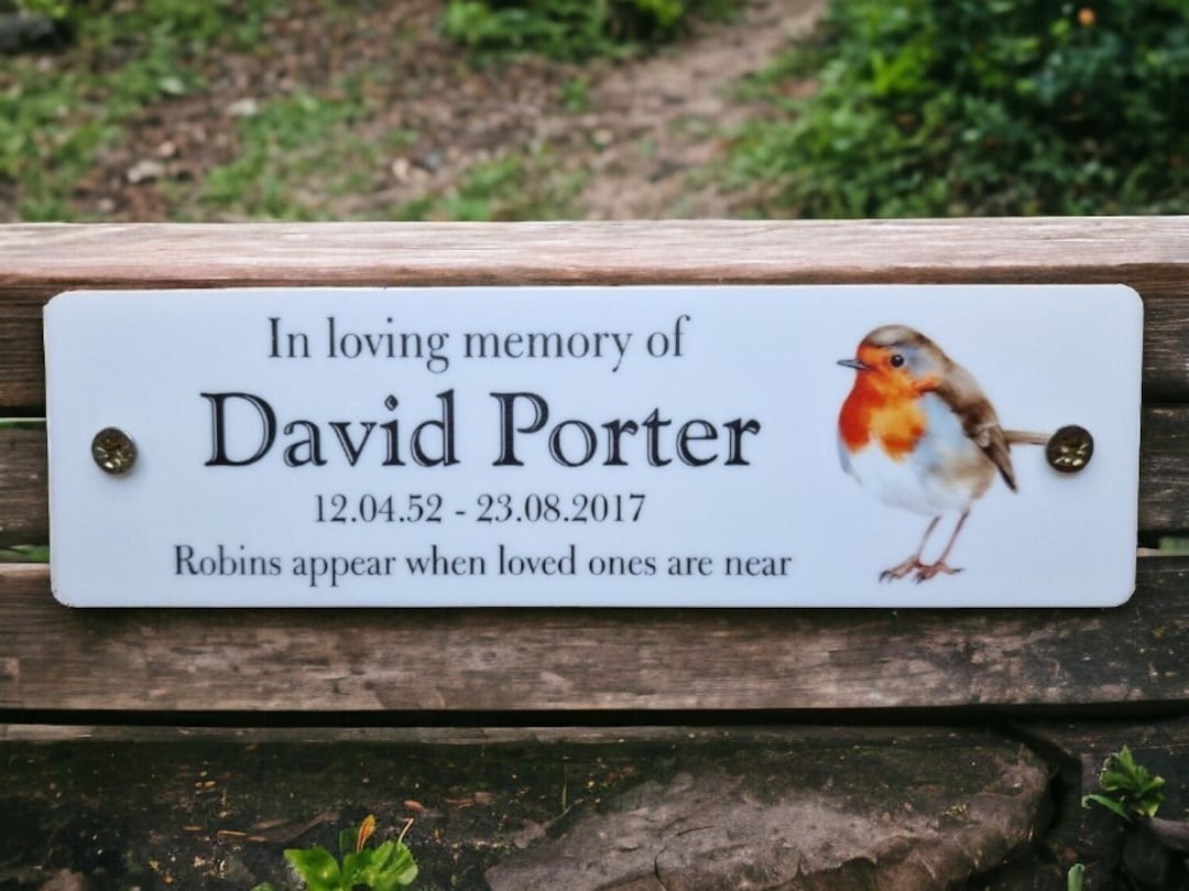 Personalised Robin Memorial Bench Plaque - Anniversary - Garden - Tree ...