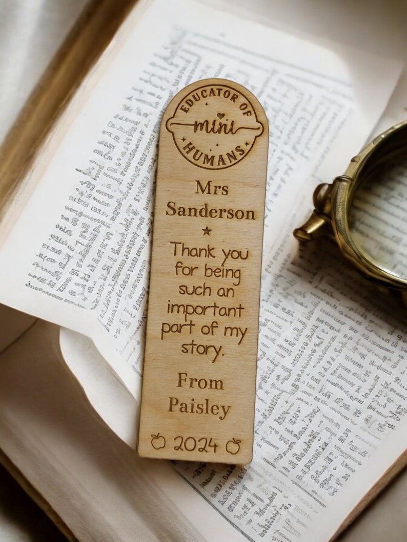 Personalised Wooden Bookmark - Teacher Appreciation Present ...