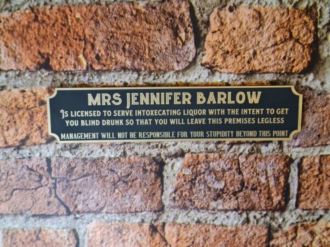 Personalised License to Serve Alcohol Sign Novelty Home Bar Perfect ...