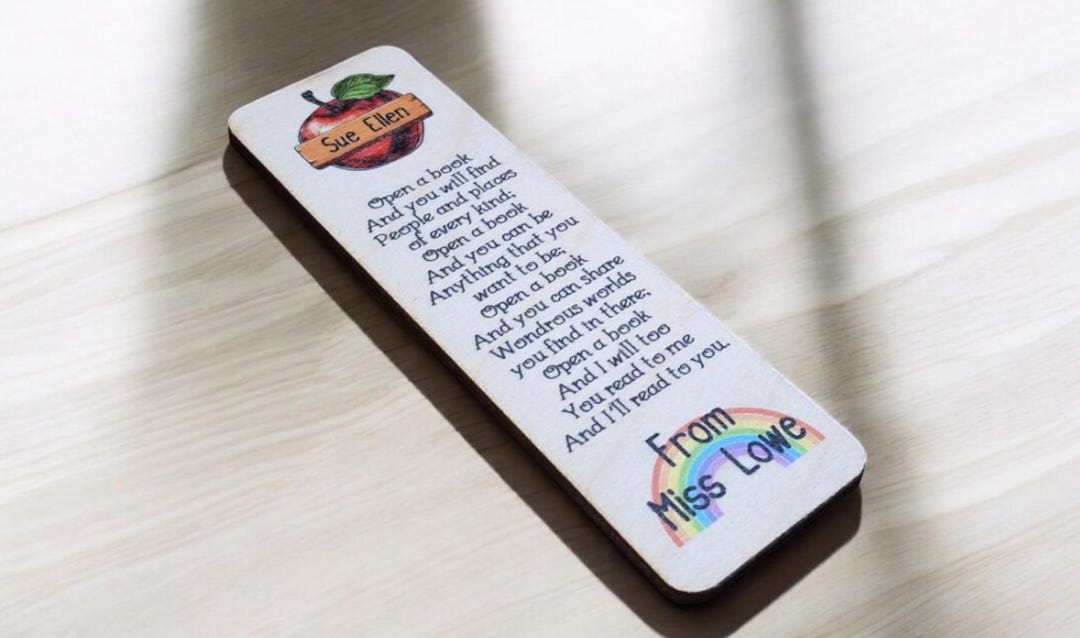 Personalised Wooden Bookmark - Student Appreciation Present ...