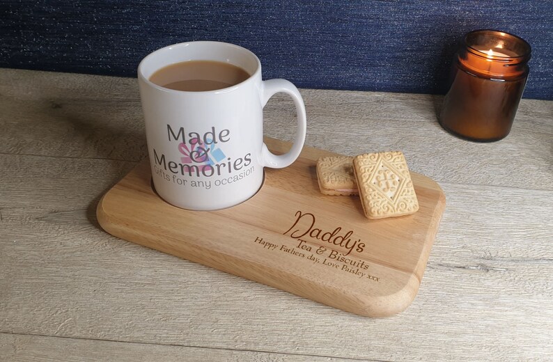 Personalised Tea or Coffee and Biscuit Board - Choice of Wording - Gift ...