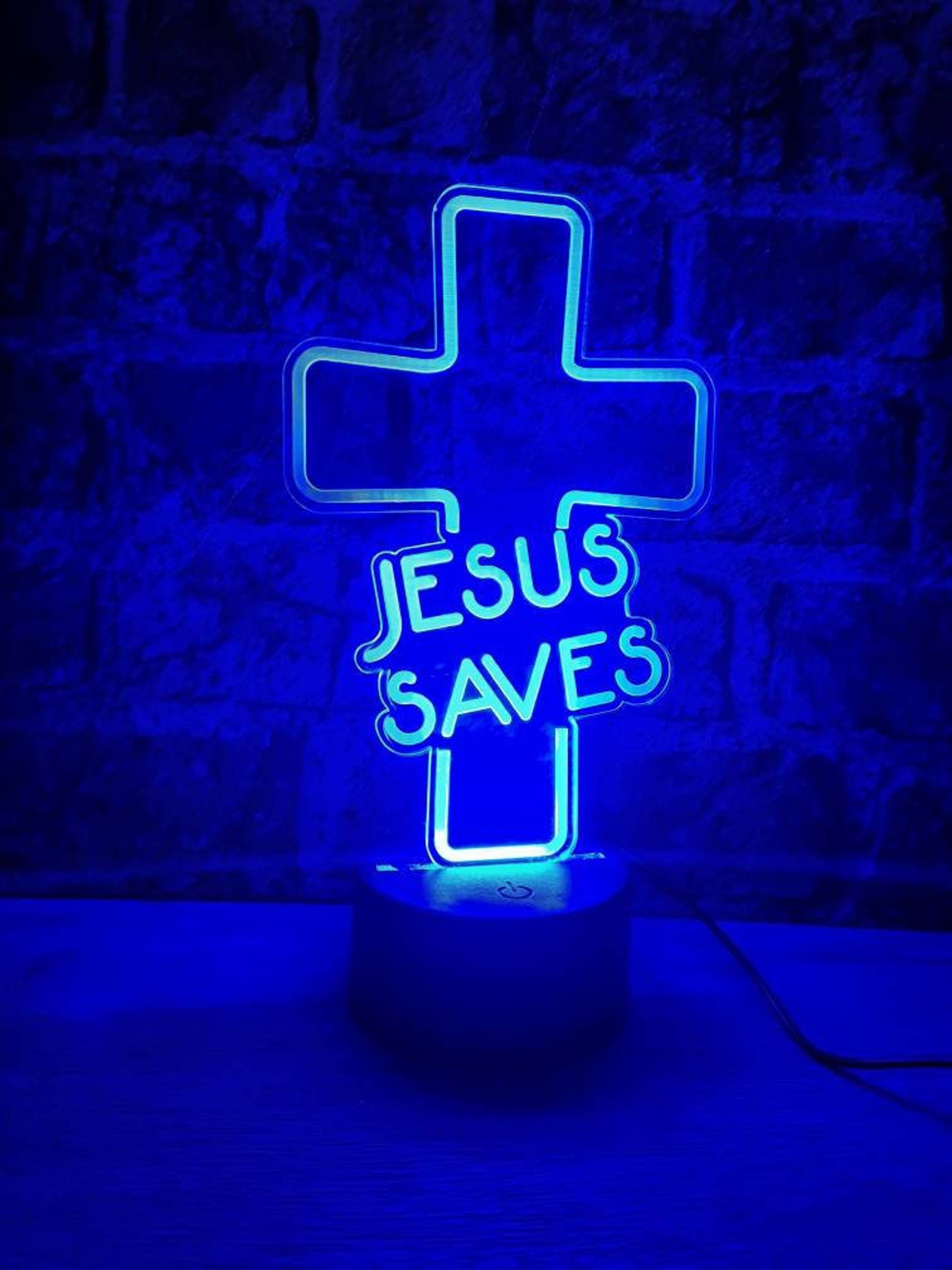 Jesus Saves Neon Crucifix Lamp LED Man Cave Religious | Etsy UK