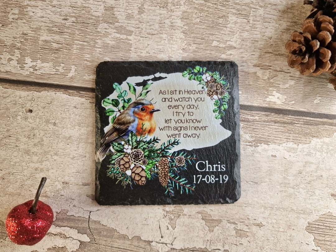 Personalised Robin Memorial Grave Marker, Memorial Slate, Indoor or ...