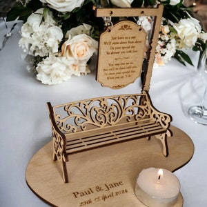 Personalised Wedding Memorial Centrepiece Candle Display - Bench - Save ...