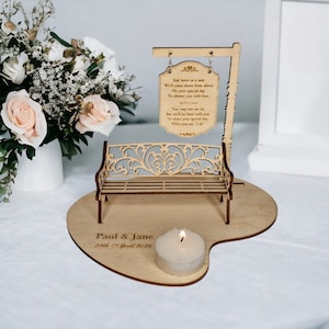 Personalised Wedding Memorial Centrepiece Candle Display - Bench - Save ...