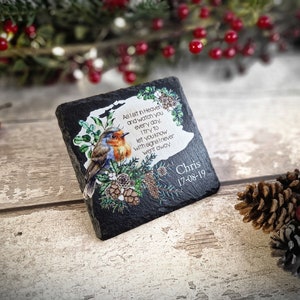 Personalised Robin Memorial Grave Marker, Memorial Slate, Indoor or ...