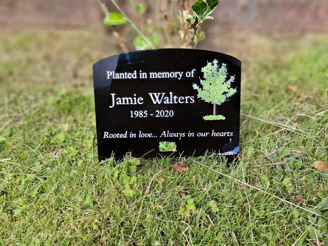 Personalised Tree Memorial or Grave Marker, Memory Plaque, Garden ...