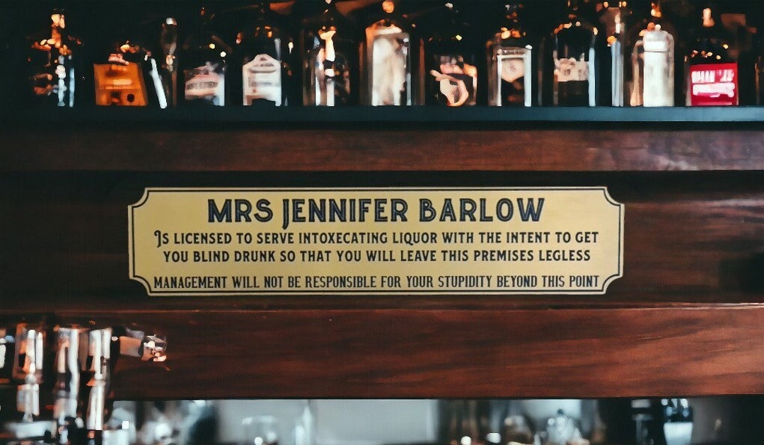 Personalised License to Serve Alcohol Sign - Novelty - Home Bar ...
