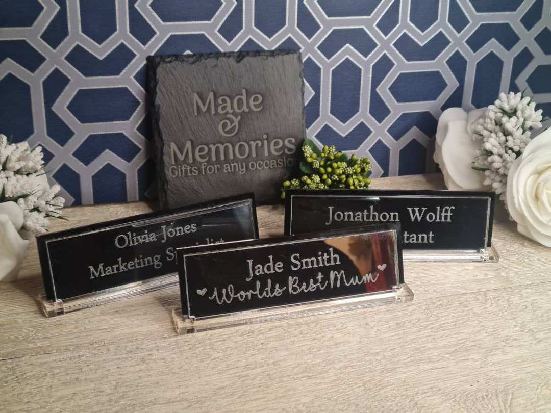 Custom, Personalised Engraved Desk Name Plate, Novelty, Funny Desk Sign ...