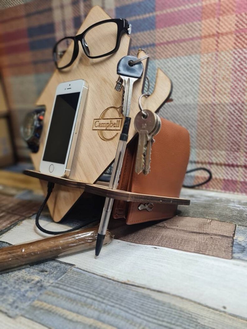 Personalised Bedside Clutter Tidy Phone Docking Station - Etsy