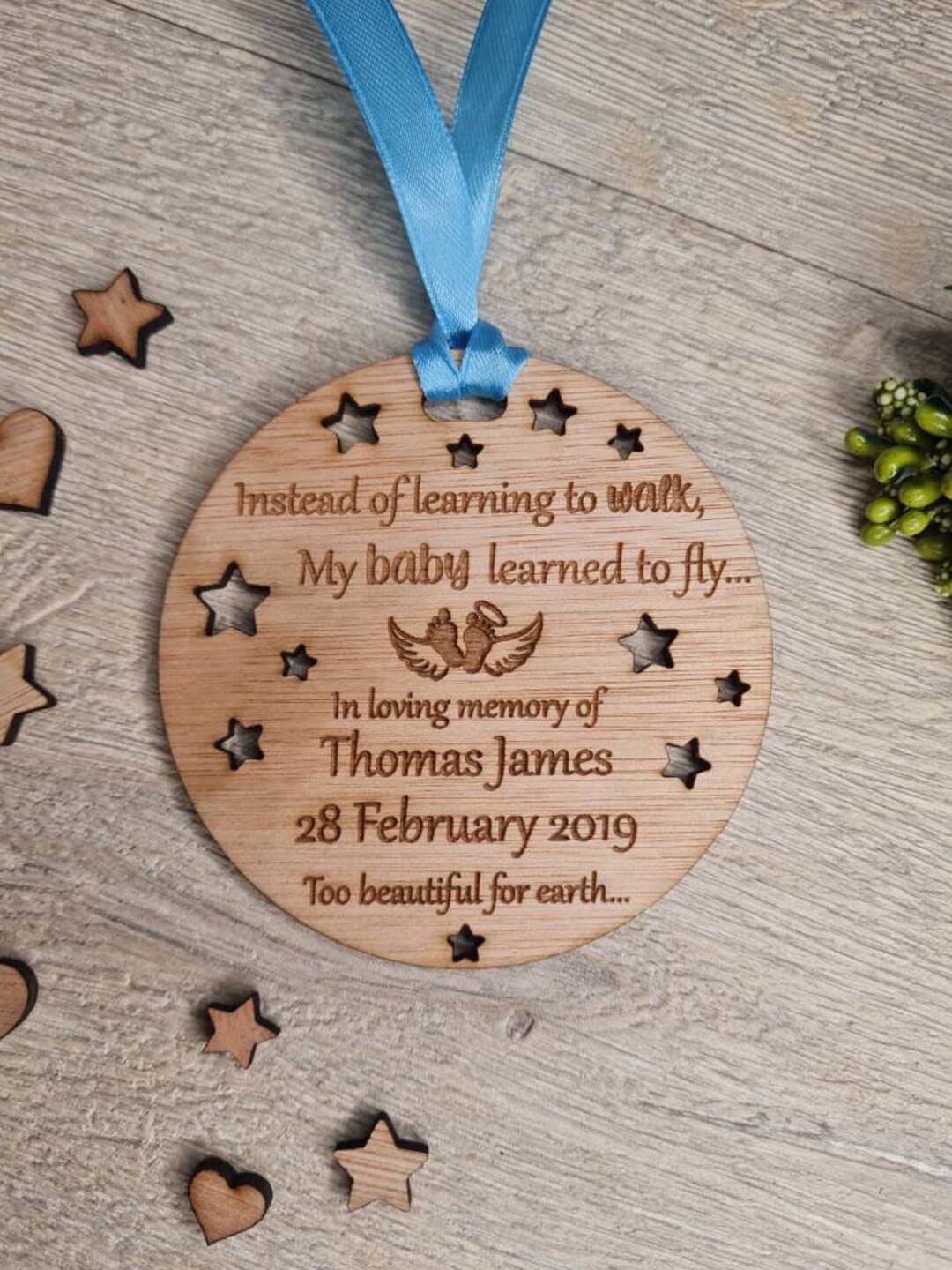 Beautiful Personalised Baby Memorial Bauble Ornament, Lovely Item to ...