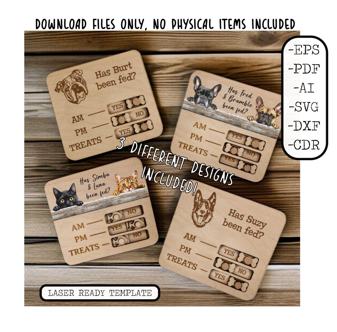 Pet Food Tracker Laser Files - Dog - Cat - Rabbit - Template ...