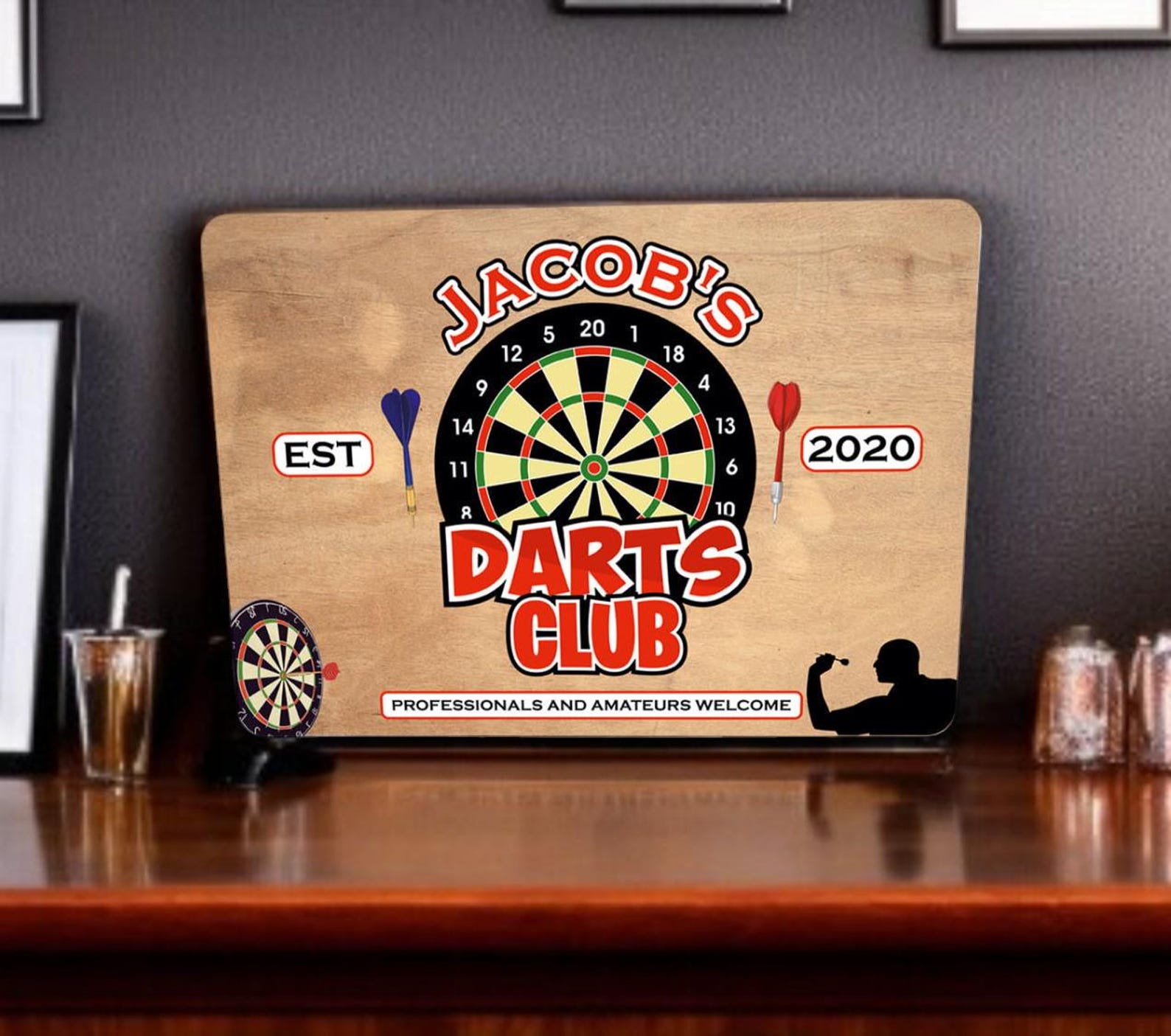 Personalised Darts Club Bar Sign - Gift - Decoration - Plaque - Mancave ...