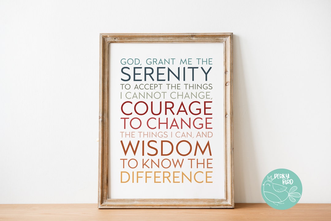 Serenity Prayer - Simple Recovery Prayer - Slogan Quote Wall Art ...