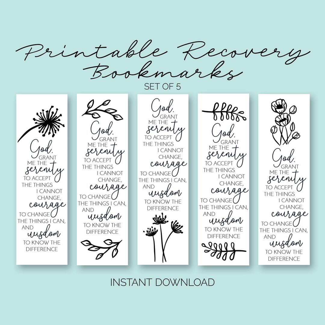 Printable Serenity Prayer Bookmarks - Alanon, Coda, & 12-step Slogans ...