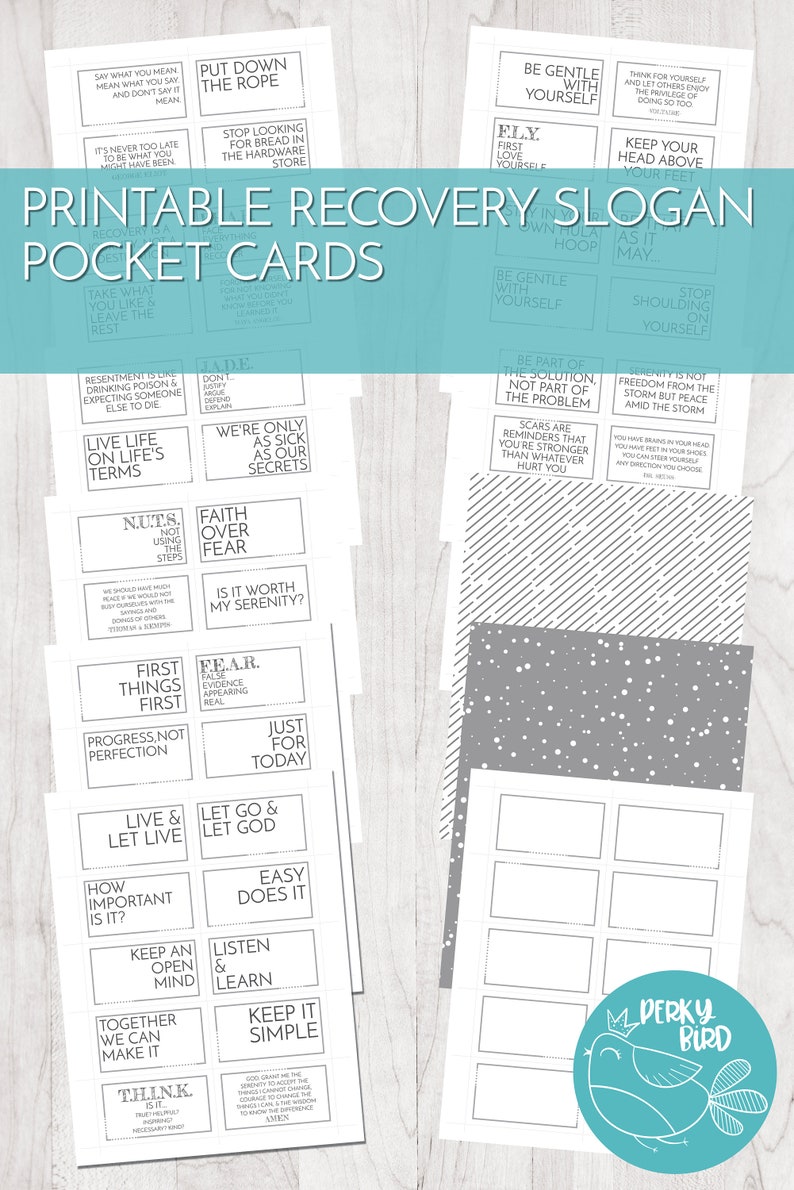 Printable Recovery Pocket Cards | 12-step Program Slogans, Sayings ...