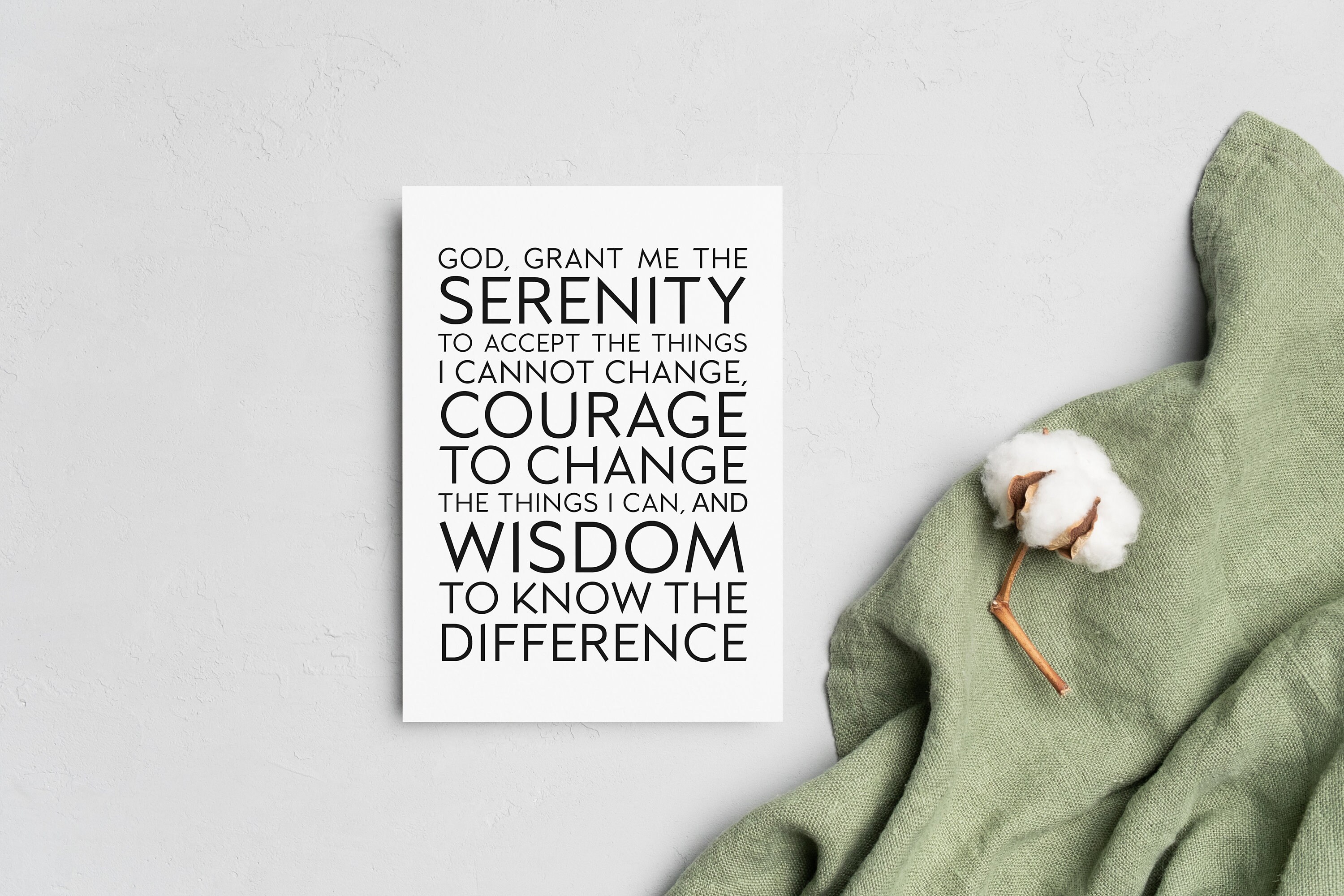 Serenity Prayer - Simple Recovery Prayer Quote Wall Art Printable ...