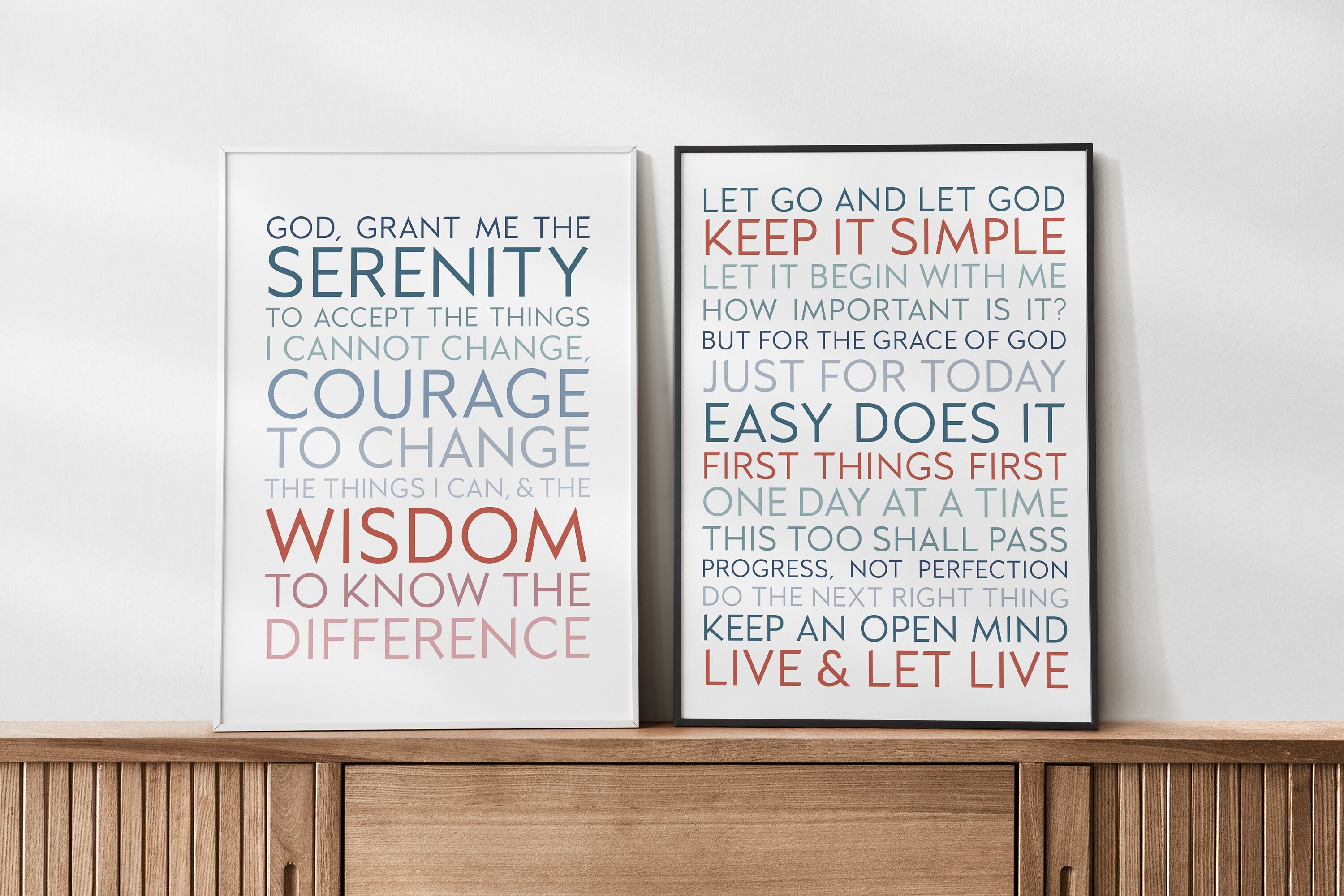 Serenity Prayer & Recovery Slogans Quote Printable Set of 2 Wall Art ...