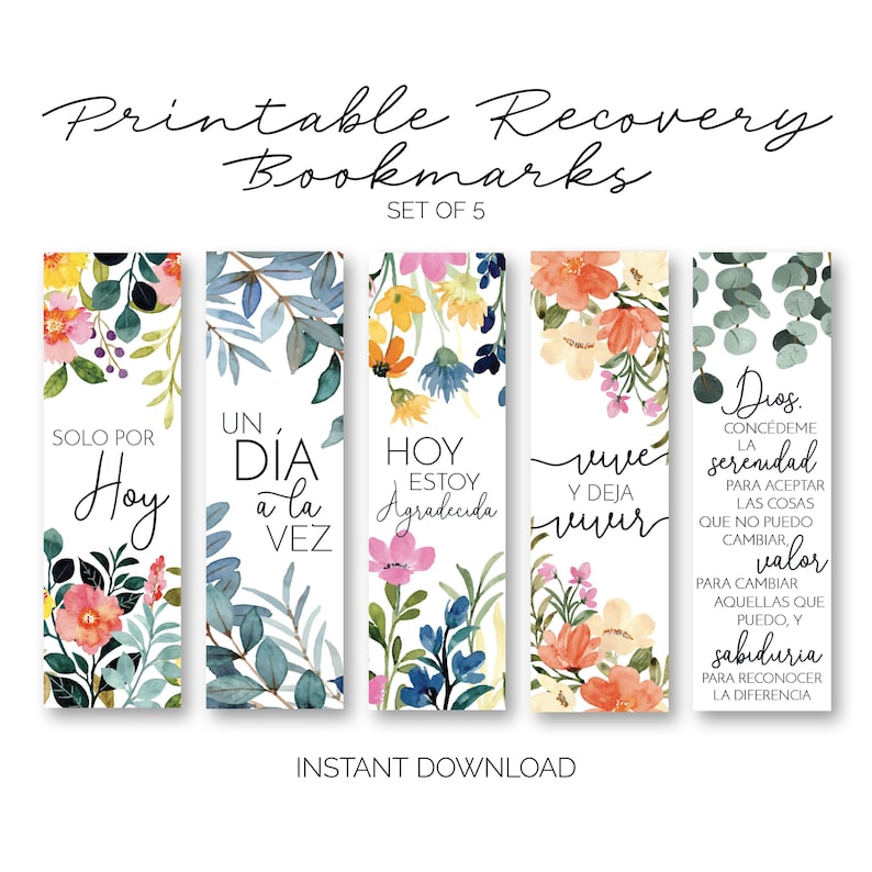 Printable Recovery Bookmarks - 12-step Program Slogans and Quotes En ...