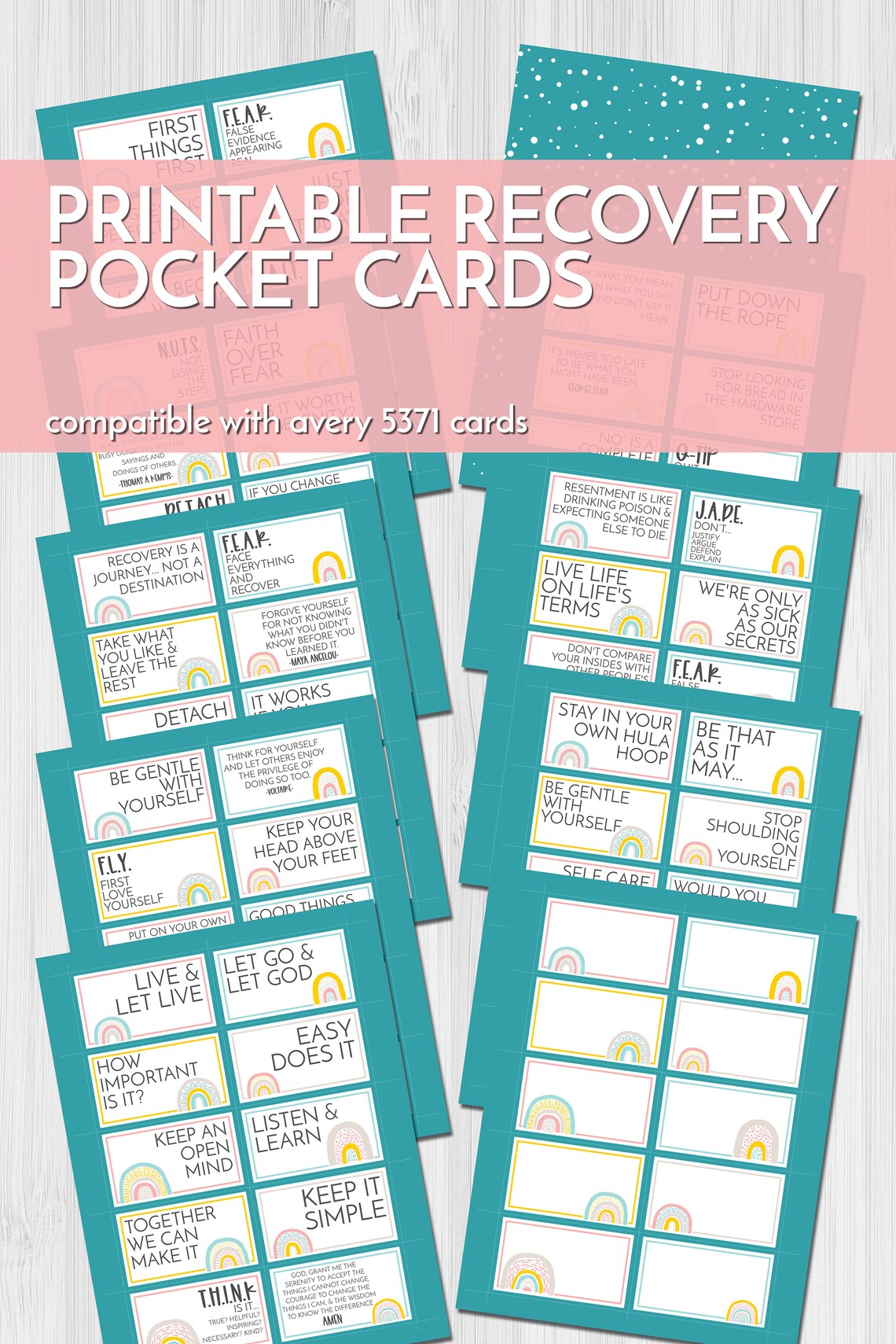Printable Recovery Pocket Cards - Alanon, Coda, and Other 12-step ...