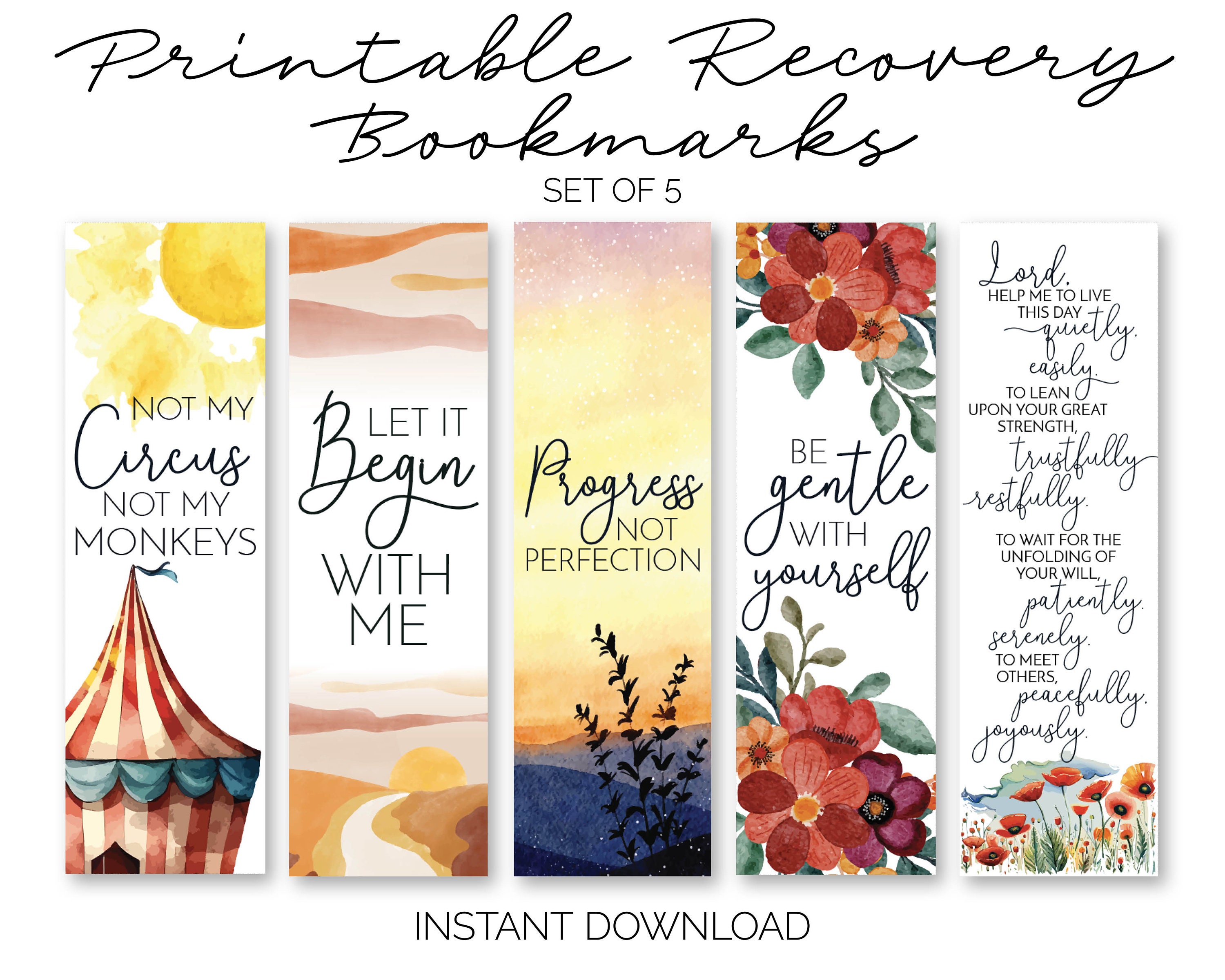 Printable Recovery Bookmarks - Alanon, Coda, & 12-step Program Slogans ...