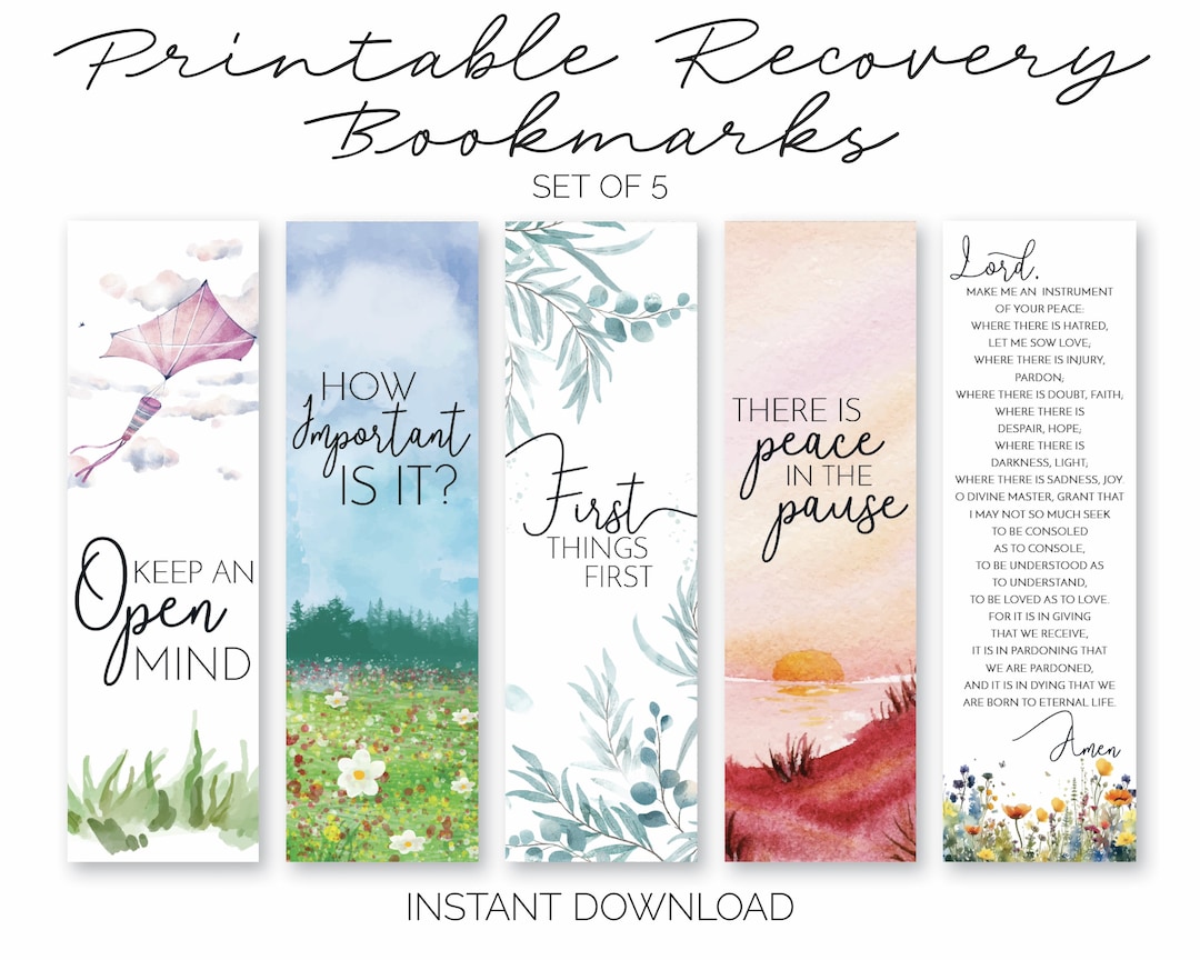 Printable Recovery Bookmarks - Alanon, Coda, & 12-step Program Slogans ...