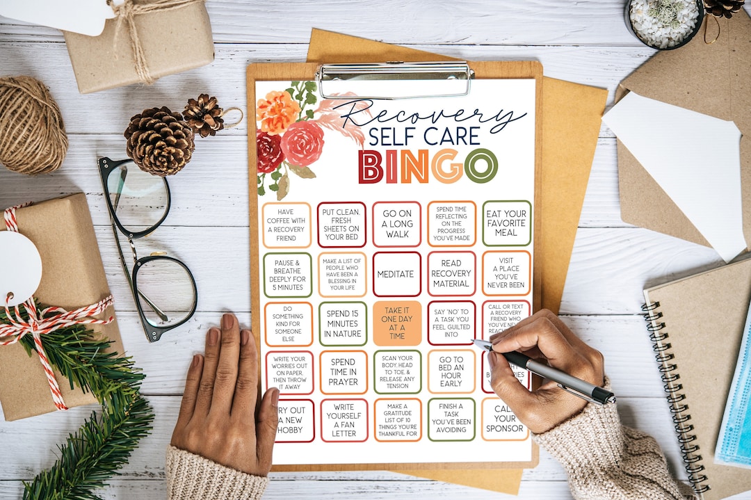 Printable Recovery Self Care Bingo Card Set - Fun 25 Day Challenge for ...