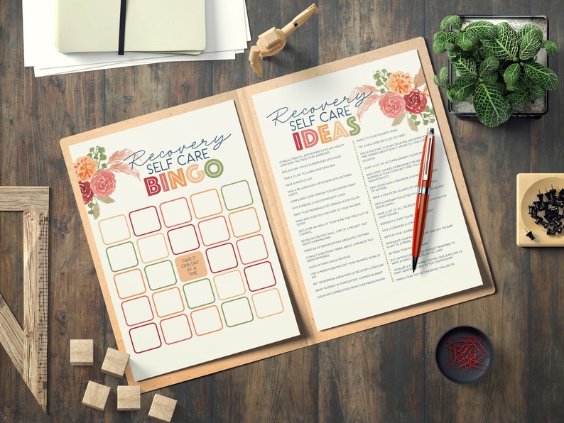 Printable Recovery Self Care Bingo Card Set - Fun 25 Day Challenge for ...