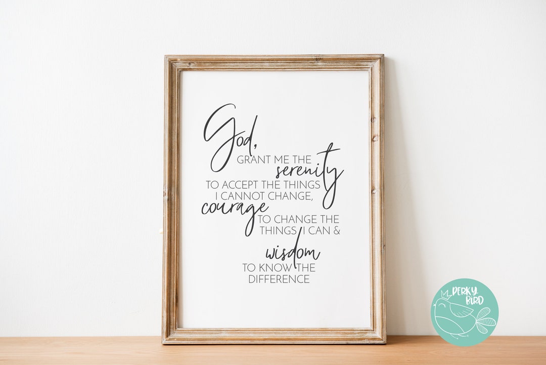 Serenity Prayer - Simple Recovery Prayer - Minimalist Spiritual ...