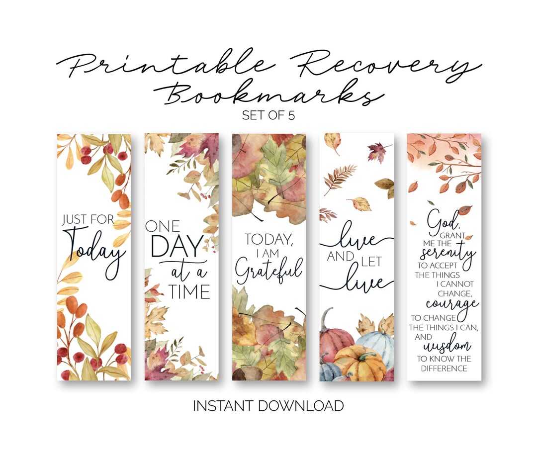 Printable Recovery Bookmarks - Fall-themed Alanon & 12-step Slogans - Etsy