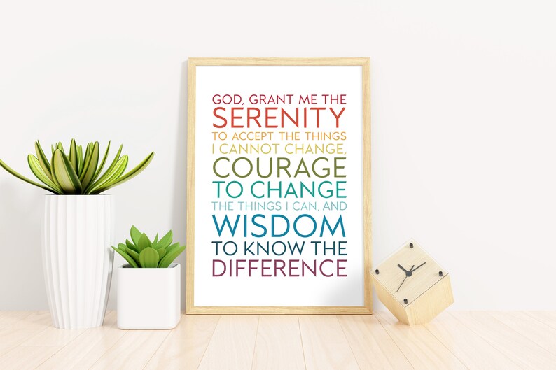 Serenity Prayer & Recovery Slogans Quote Printable Set of 2 Rainbow ...