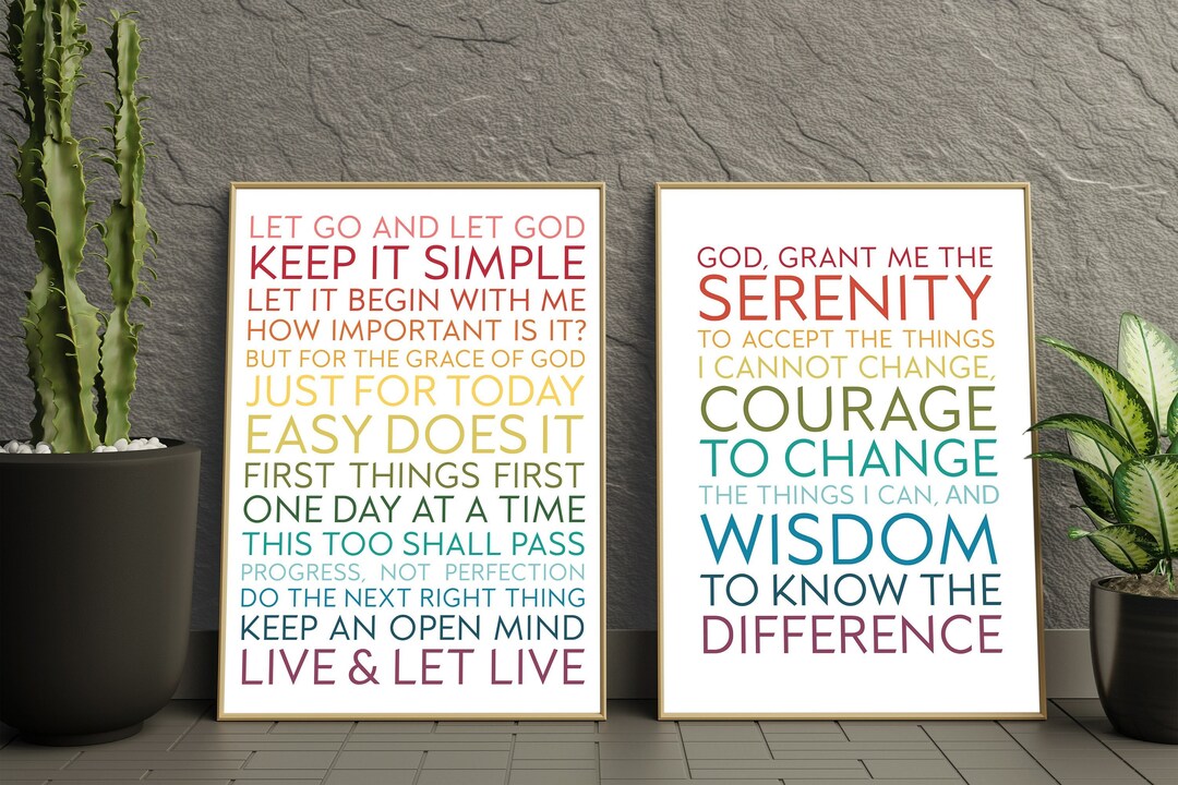 Serenity Prayer & Recovery Slogans Quote Printable Set of 2 - Rainbow ...