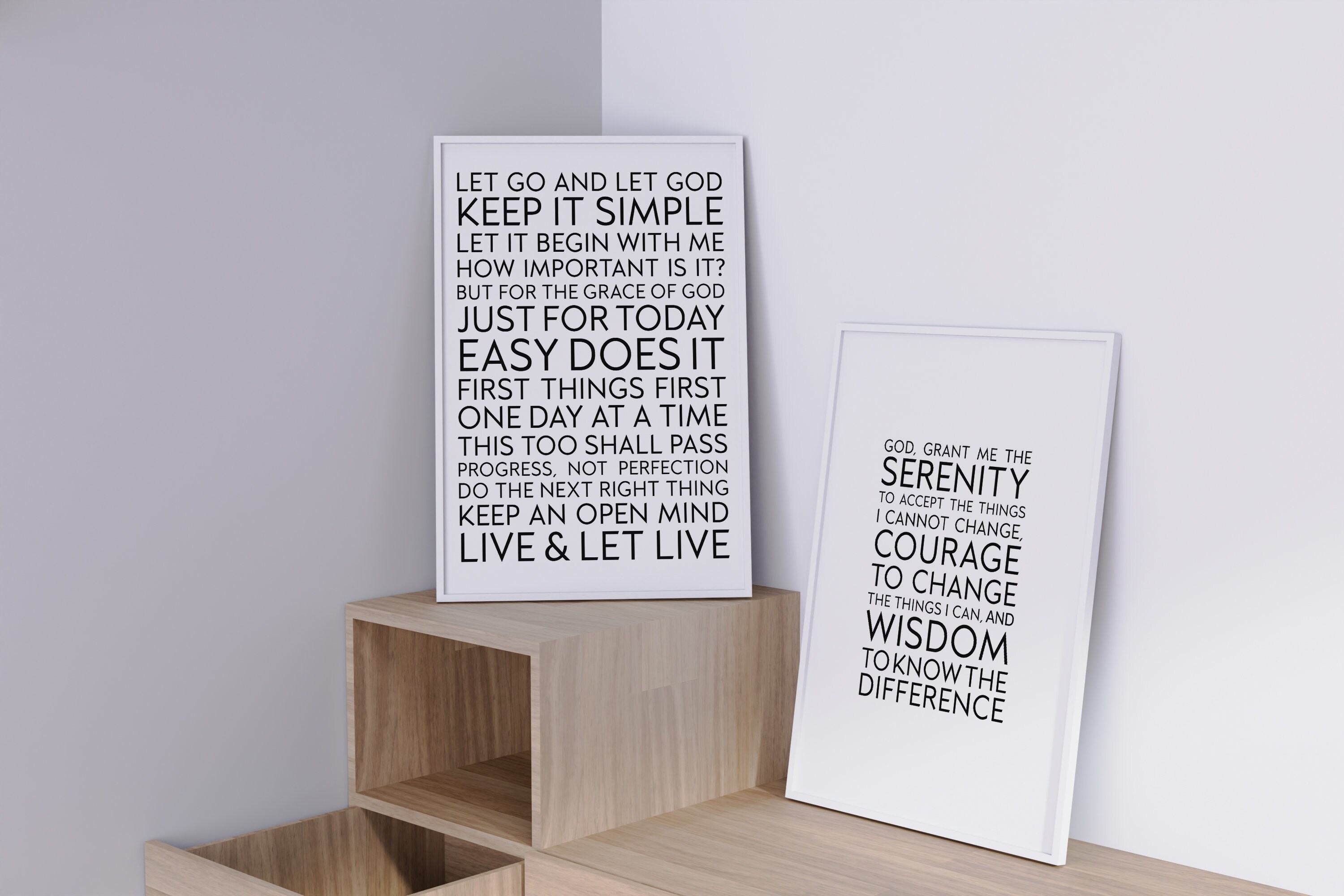 Serenity Prayer & Recovery Slogans Quote Printable Set of 2 Minimalist ...