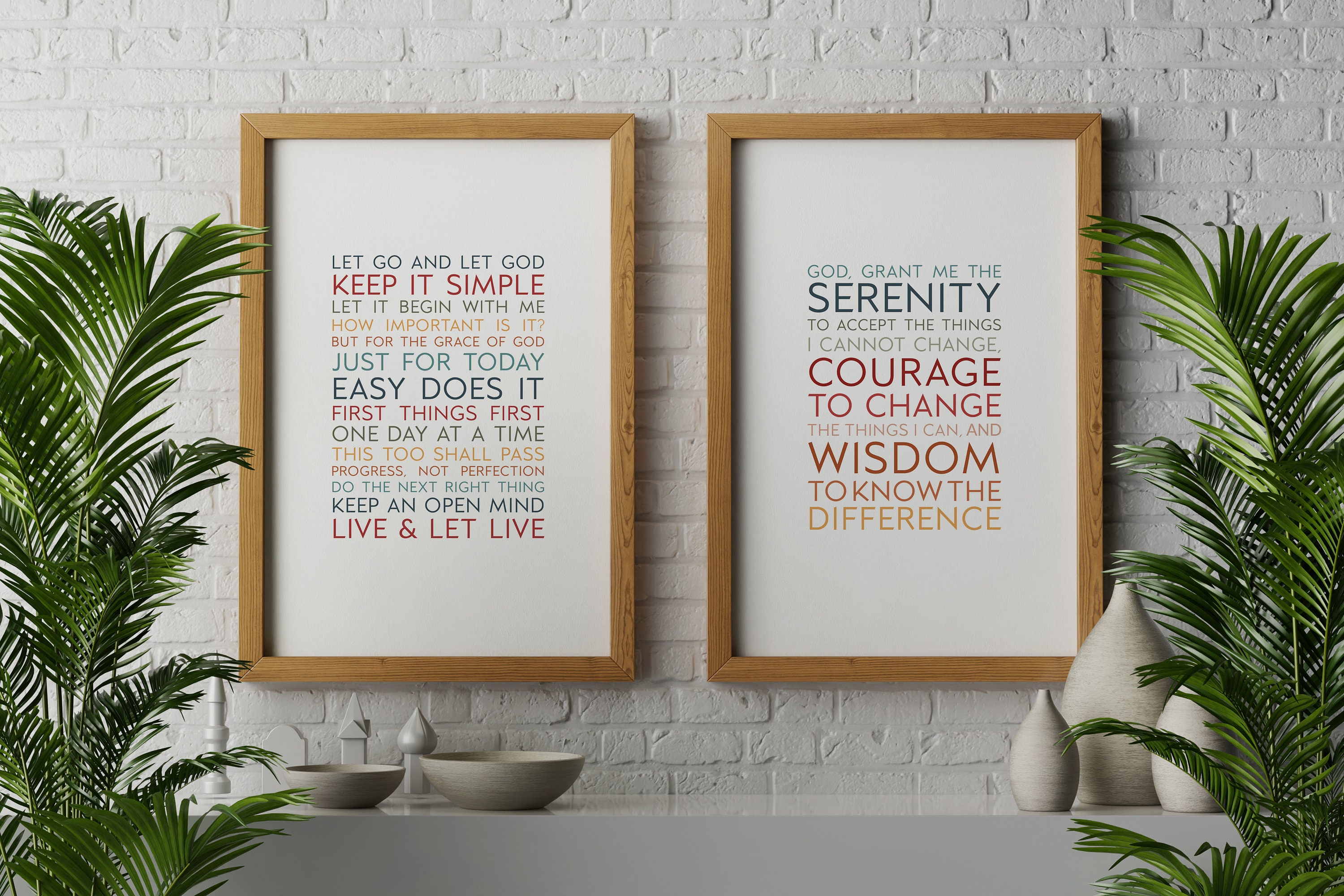 Serenity Prayer & Recovery Slogans Quote Printable Set of 2 - Wall Art ...