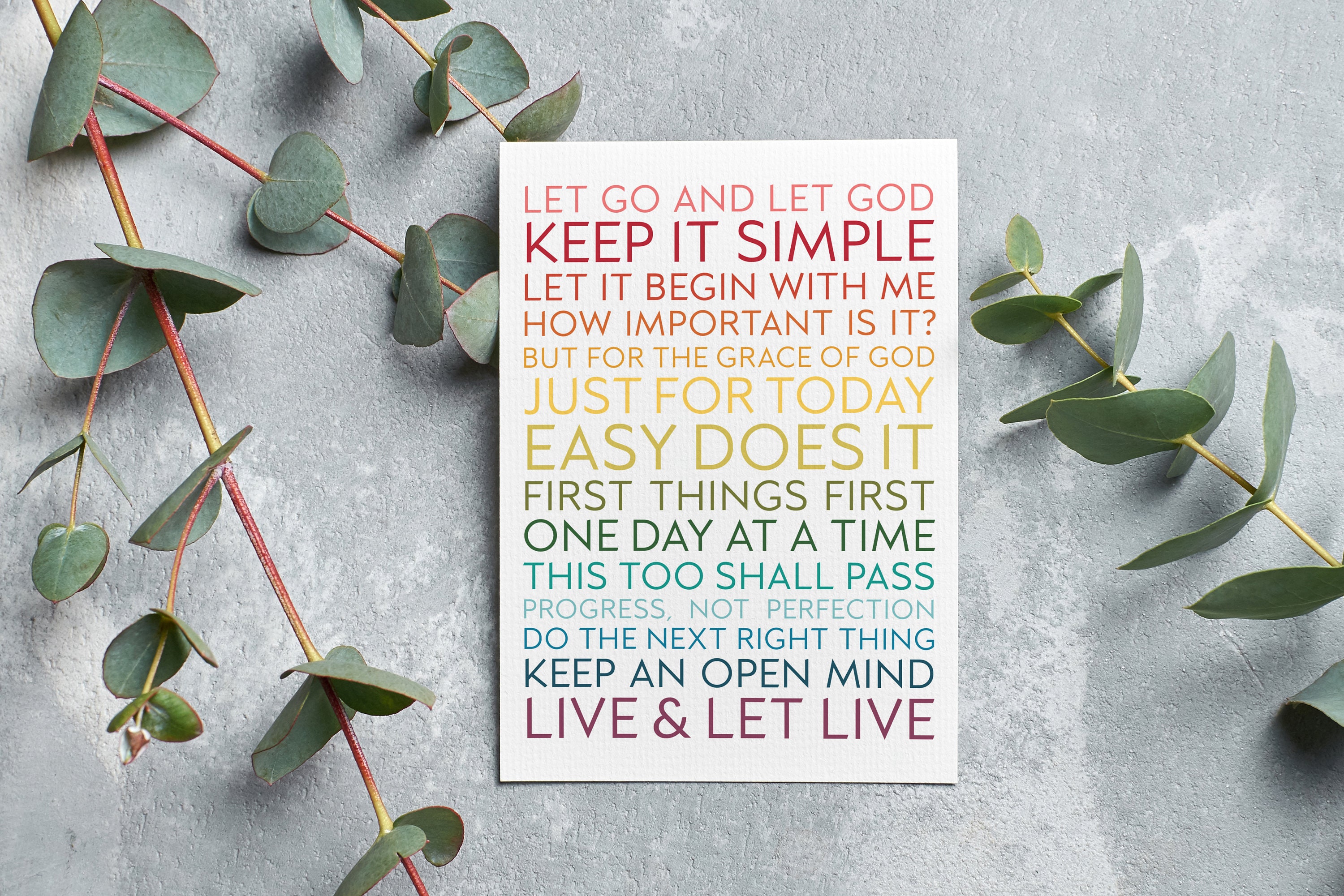 Serenity Prayer & Recovery Slogans Quote Printable Set of 2 Rainbow ...